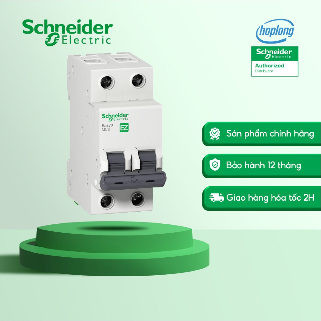 Aptomat MCB 2P 40A 50A 63A 4.5kA dòng Easy9 Schneider EZ9F34240 EZ9F34250 EZ9F34263 bảo vệ quá ...