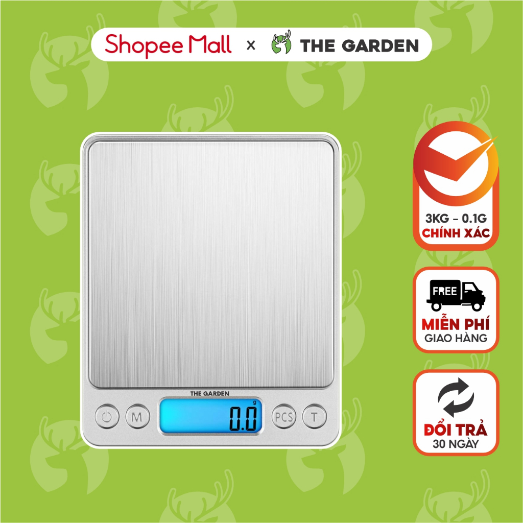 Cân tiểu ly điện tử nhà bếp mini THE GARDEN i2000 định lượng 0.1g - 3kg làm bánh độ chính xác ...