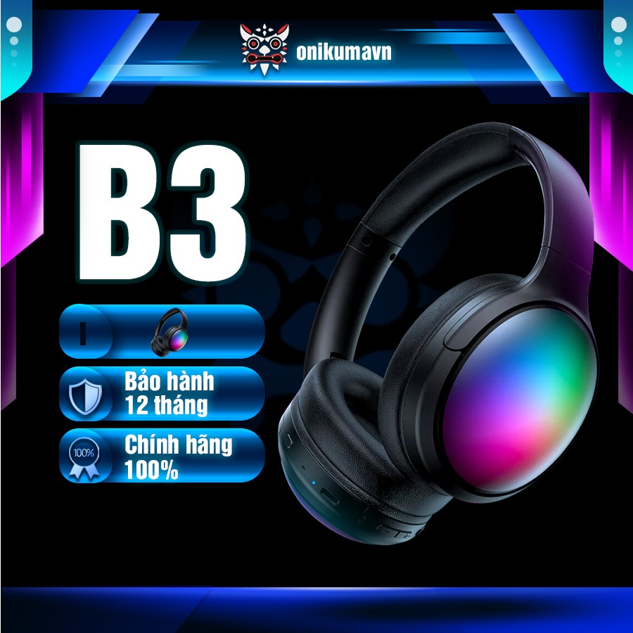 Tai nghe Bluetooth ONIKUMA B3 có micrô chống ồn chủ động, Đèn RGB, 2 ...