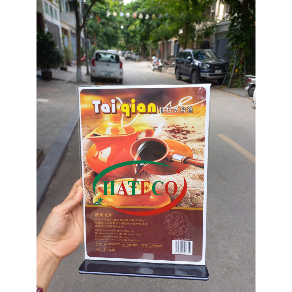 Menu mica đủ kích thước A4, A5, A6 SN trong suốt (đế đen) - Kệ menu ...