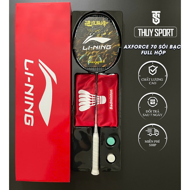 Vợt cầu lông Lining Axforce 70 sói bạc Full hộp tặng kèm quấn cán, túi ...