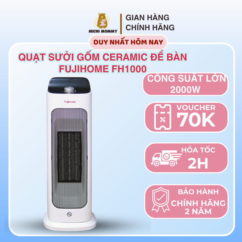 Máy sưởi gốm nhập khẩu không khô da FUJIHOME FH1000, quạt sưởi ấm mini ...