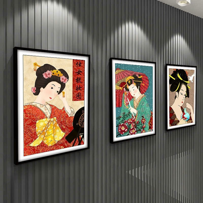 Tranh geisha trang trí nhà hàng Nhật Bản, tranh in trên vải canvas ...