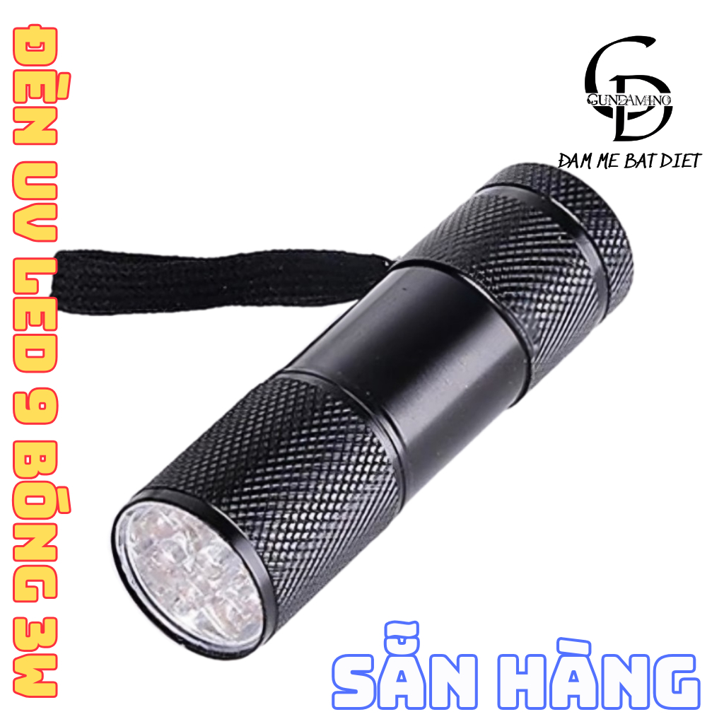 [CÓ SẲN] Đèn Pin LED UV Đa Năng Có 9 Bóng Đèn 3W Sấy Keo UV, Soi Mô Hình Decan Gundam - UV9 ...