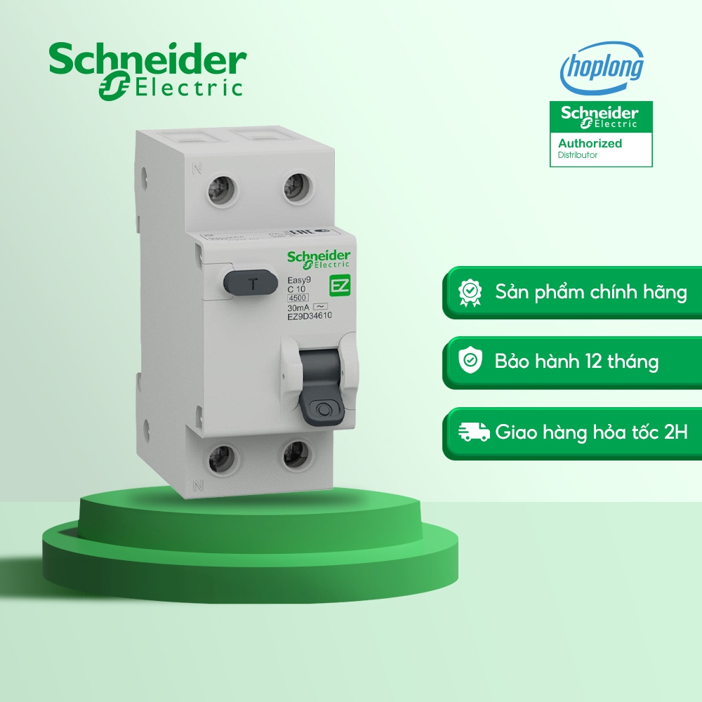 Cầu dao chống giật 1P+N 25A 4.5kA 30mA RCBO Easy9 Schneider EZ9D34625| Aptomat chống rò tích hợp ...