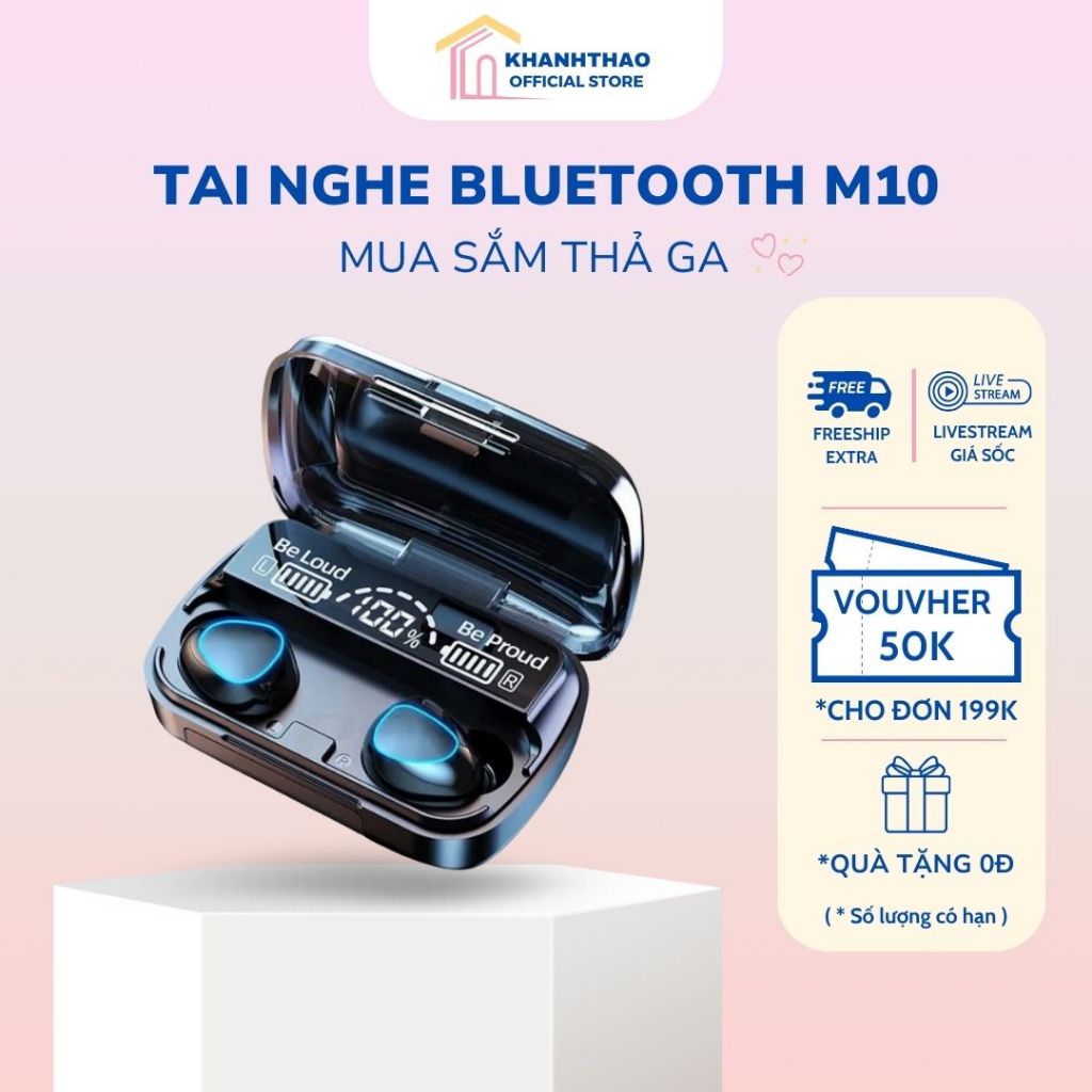 Tai nghe bluetooth Gaming M10 Pin Trâu 3500maH âm thanh trung thực, đèn Led đẹp mắt, hộp sạc có ...