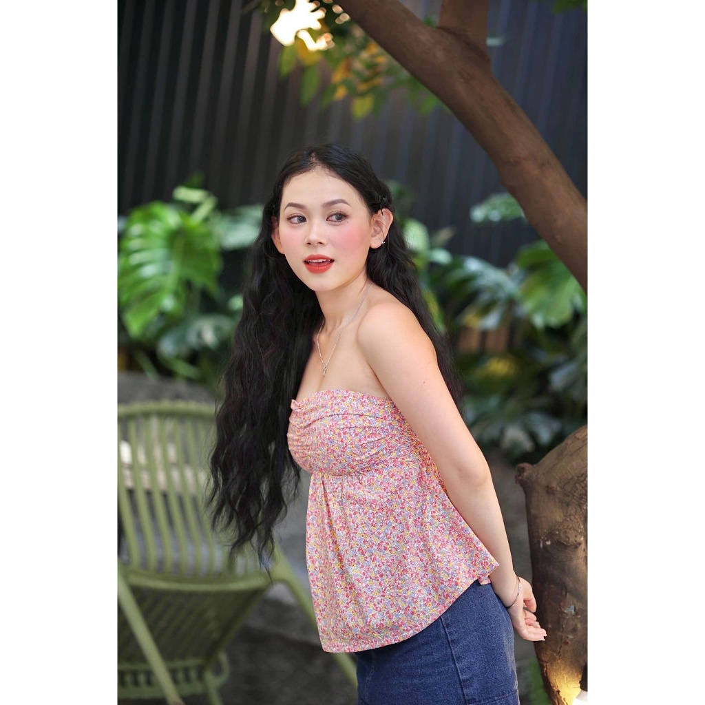(HÌNH THẬT, đủ size) Áo ống áo cúp ngực hoa nhí _ LOLI Top | Shopee Việt Nam