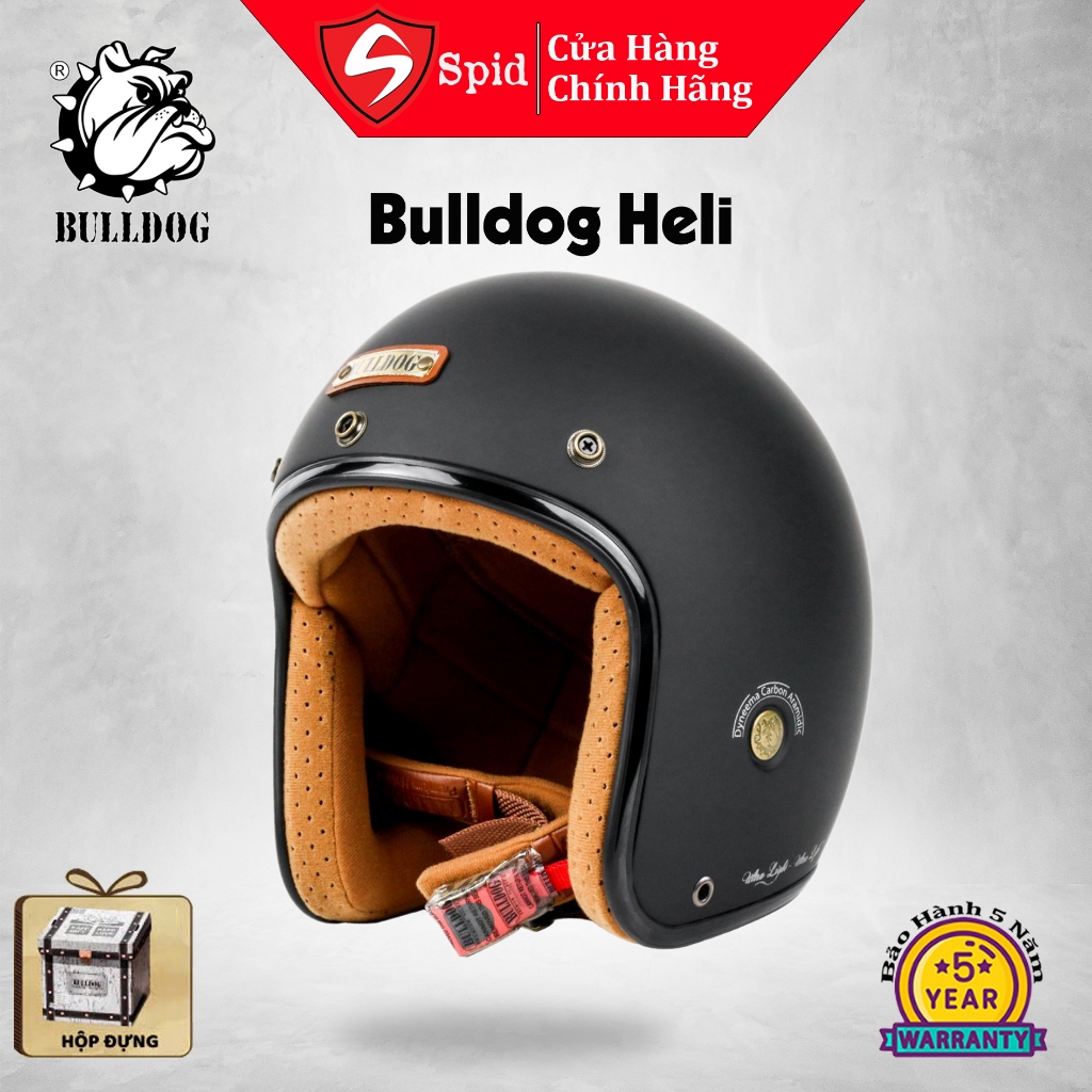 [Hàng Chính Hãng] Mũ Bảo Hiểm 3/4 BULLDOG Heli Sợi Thuỷ Tinh Nhẹ - Spid ...