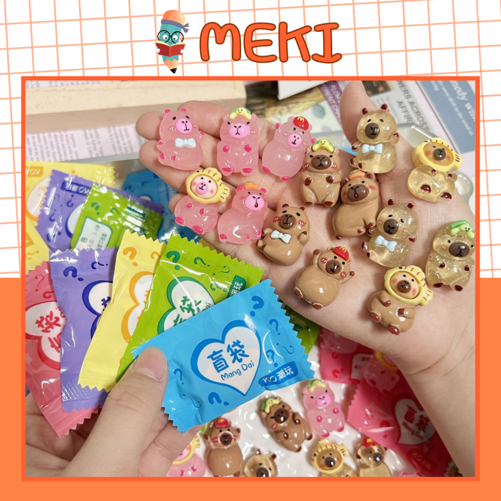 Túi Mù Charm Mini Capybara, Mẫu Dạ Quang Phát Sáng, Túi Kẹo Bóc Quà Bí ...