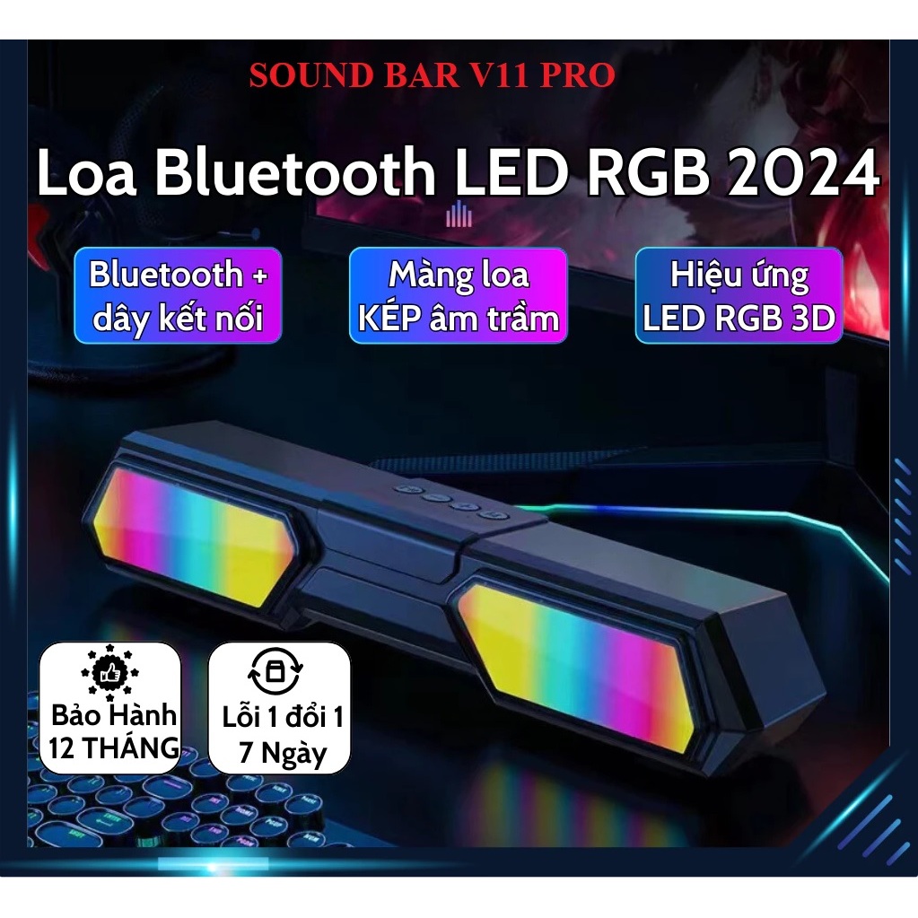 Loa máy tính, Loa Bluetooth V11 Pro Có Đèn LED RGB Nháy Theo Nhạc ...