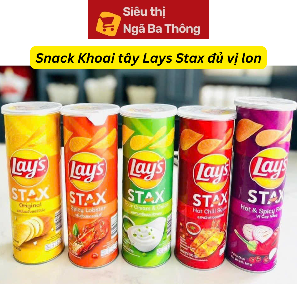 Snack Khoai Tây Lays Stax Đủ Vị Lon 100g/160G - Giòn Ngon, Đậm Đà ...