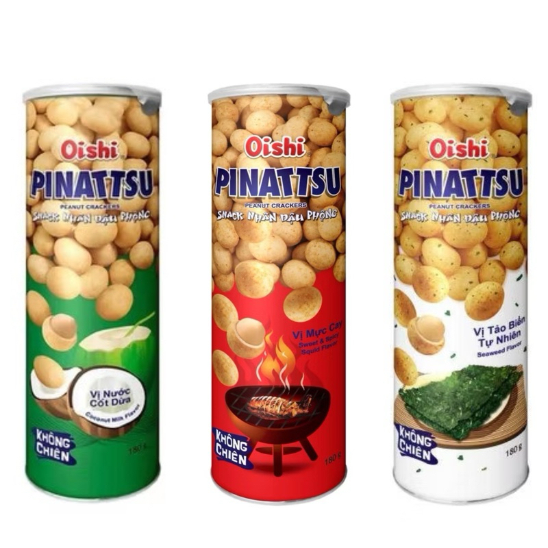 Snack nhân đậu phộng Oishi Pinattsu các vị lon 180g | Shopee Việt Nam