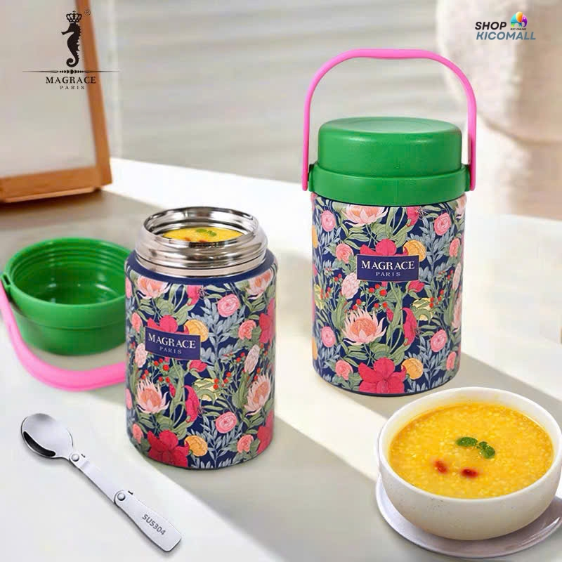 Bình giữ nhiệt MAGRACE PARIS Inox 316 size 520 ml kèm thìa gập gọn ...