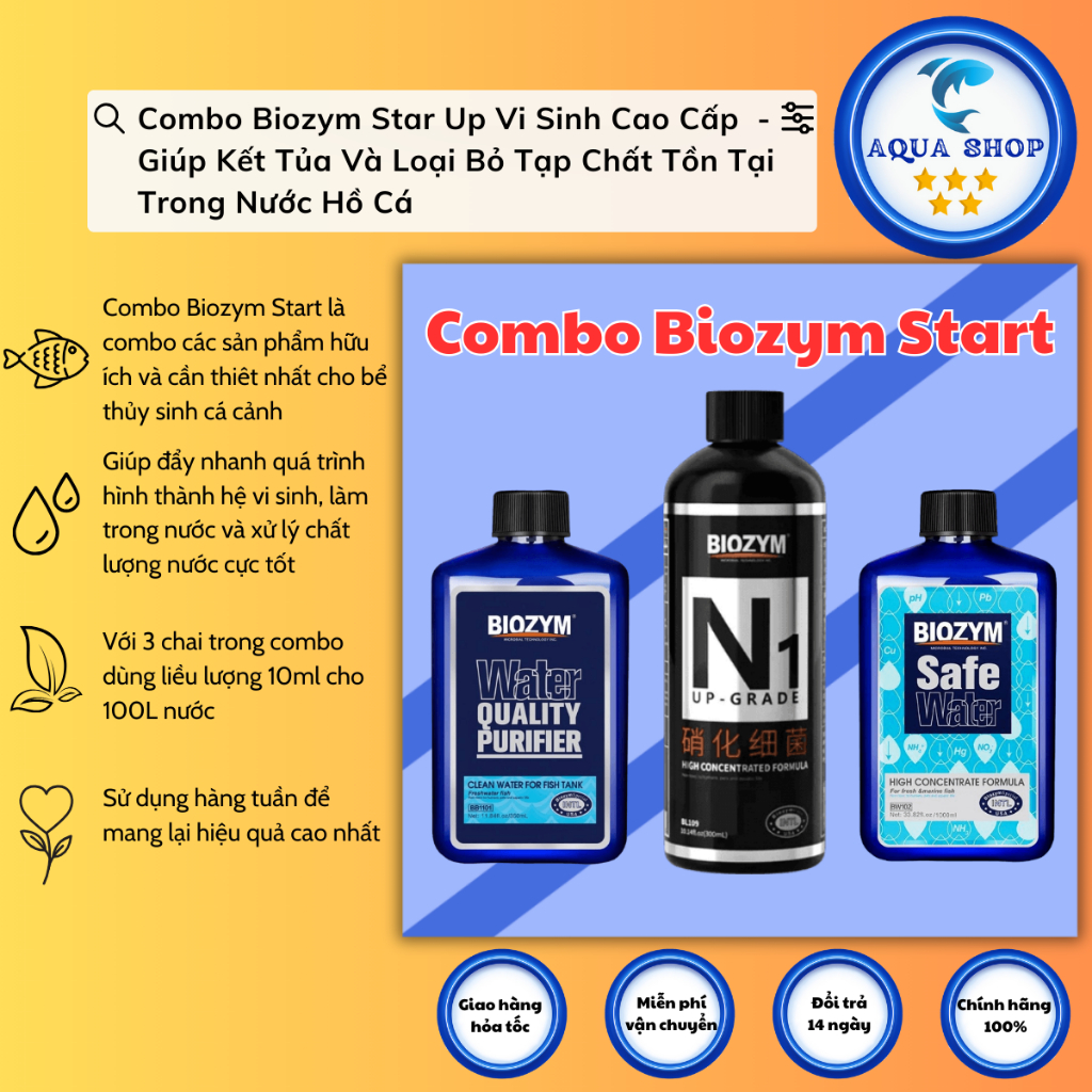 Combo Biozym Star Up Vi Sinh Cao Cấp - Giúp Kết Tủa Và Loại Bỏ Tạp Chất Tồn Tại Trong Nước Hồ Cá ...