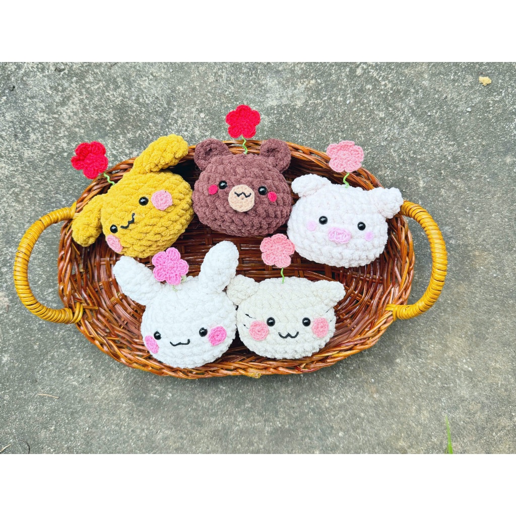 Set len 5 đầu thú tự móc - Tiệm Len Dolly (len sợi, set len, video hướng dẫn móc) | Shopee Việt Nam