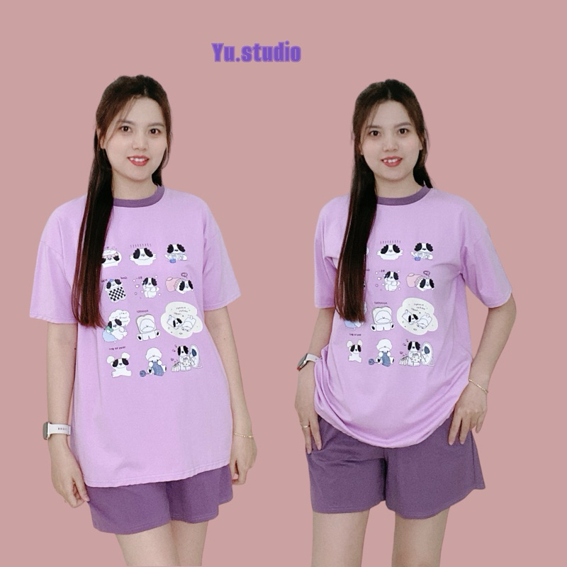 bộ thun nữ YUSTUDIOchất thun lạnh mặc nhà mẫu cún chất thun mịn dễ mặc ...