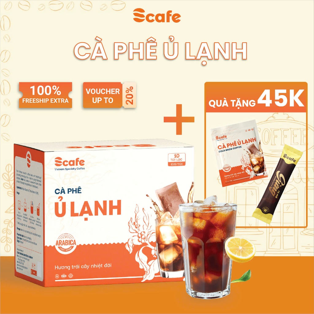 Cà phê Cold Brew Scafe 100% Hạt ARABICA Hộp 10 Túi/15g | Shopee Việt Nam