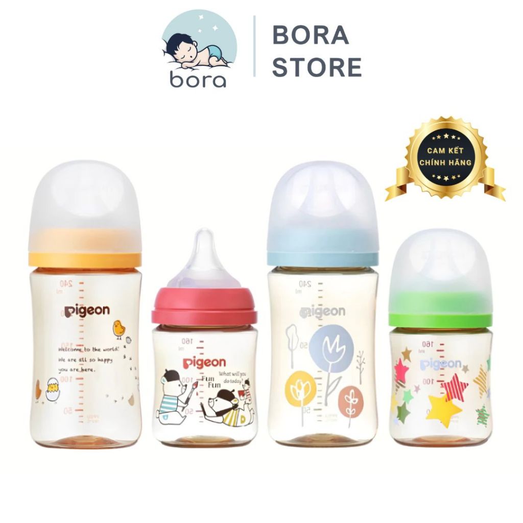 Bình sữa Pigeon PPSU Plus 160/240ml Nhật Thế hệ III được chọn núm SS-3L [Cam kết chính hãng ...