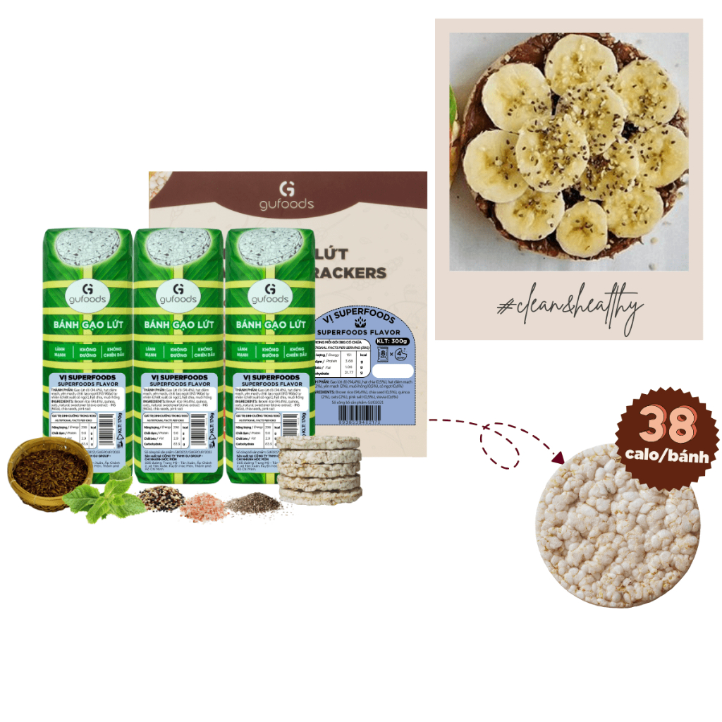 Bánh gạo lứt GUfoods vị Superfoods - Không chiên dầu, Không đường, Eat ...