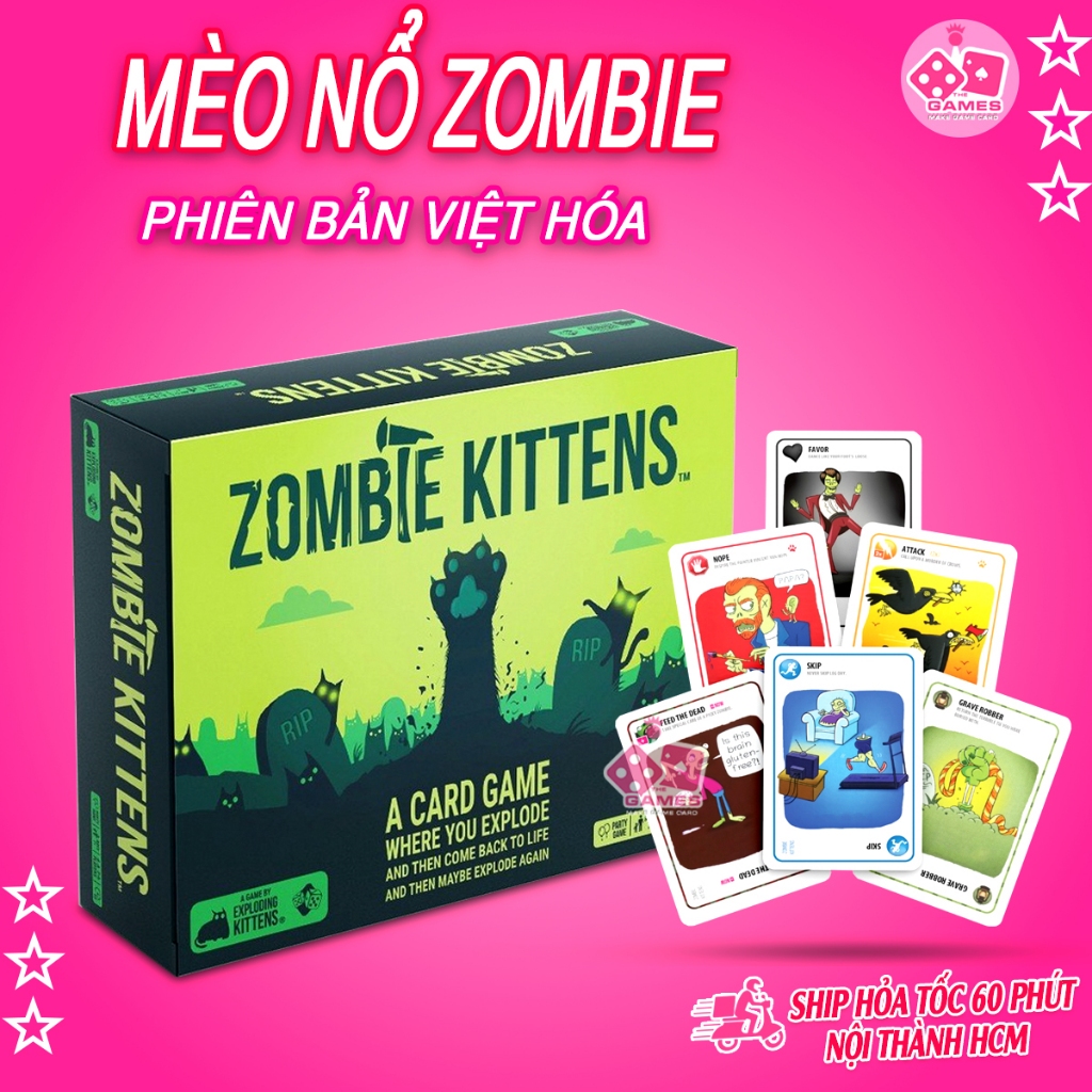 Mèo ZOMBIE KITTEN Việt Hóa Exploding kitten Zombie board game mèo nổ phiên bản mới | Shopee Việt Nam