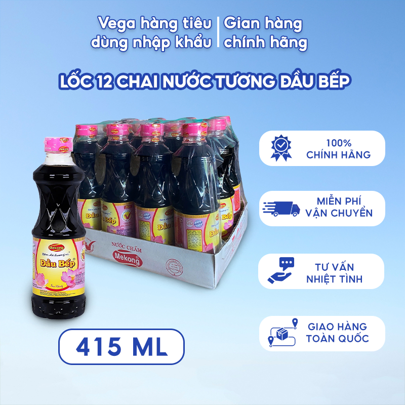Lốc 12 chai nước tương Đầu Bếp 415ml - Gia vị Mekong | Shopee Việt Nam