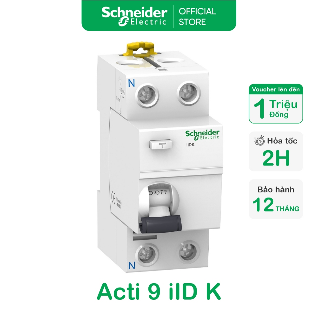Cầu dao chống dòng rò RCCB 2P - 4.5kA - 30mA - 240V - Acti 9 iID K - Schneider Electric ...