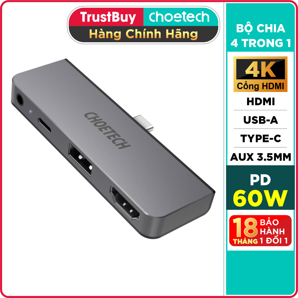 Hub Chuyển Đổi Type C to HDMI 4 In 1 CHOETECH HUB-M13 Tương Thích Với ...