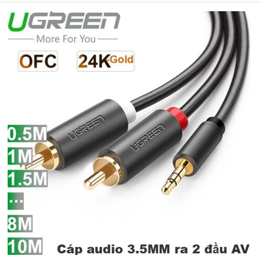 Cáp audio 3.5mm ra 2 hoa sen chính hãng Ugreen | Shopee Việt Nam