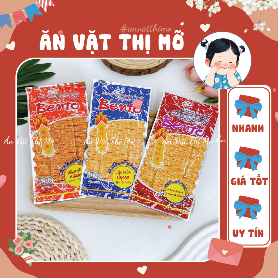 Mực Bento Gói 4g Snack Mực Bento Thái Lan Đủ 3 Vị Mực Bento Siêu Cay ...