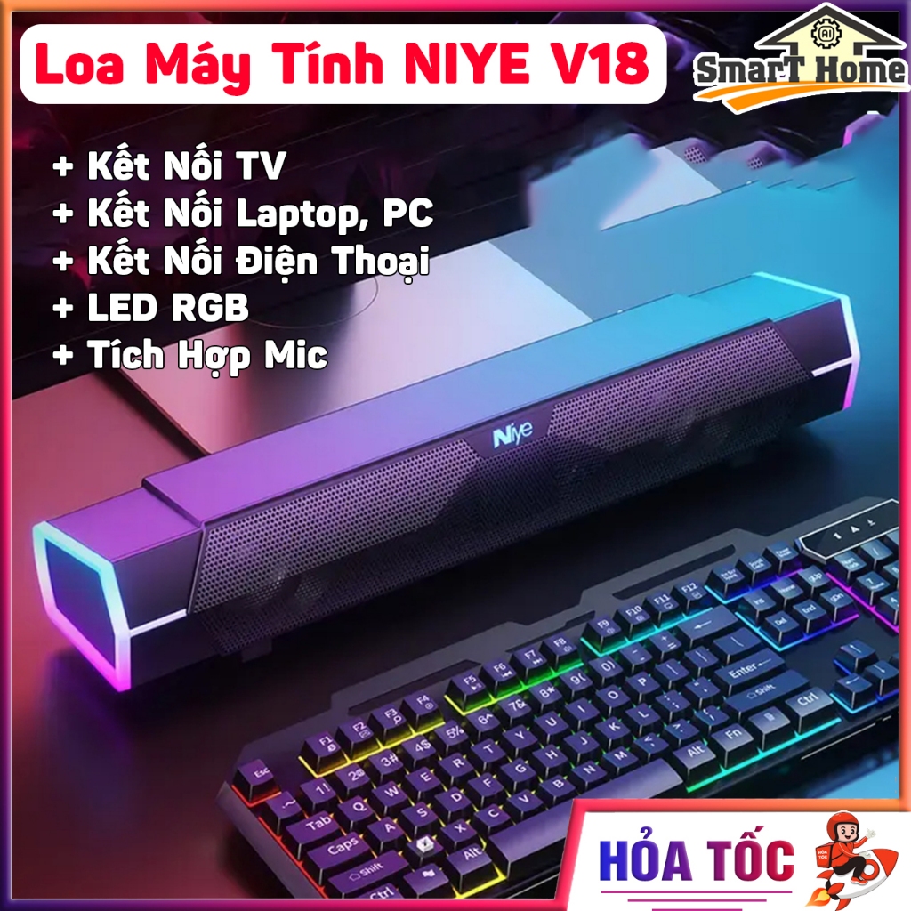 Loa Bluetooth Niye V18 LED RGB Tích Hợp LED RGB Cắm Nguồn USB - Loa Máy ...