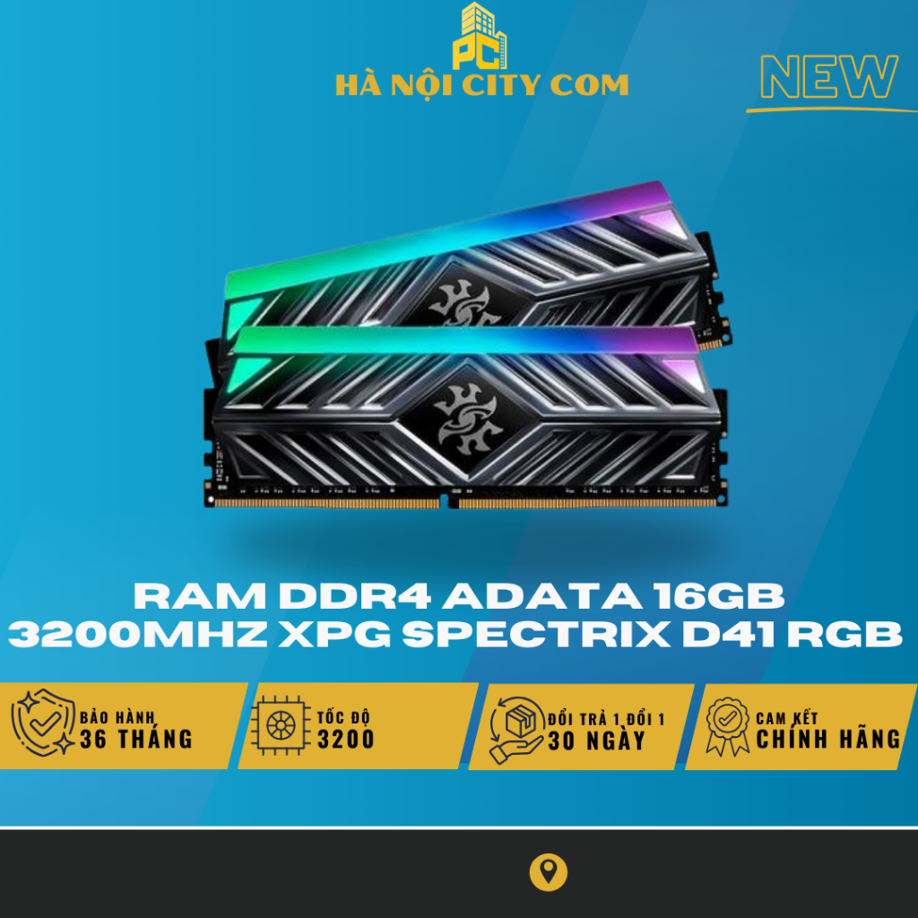 Ram DDR4 Adata 16GB 3200Mhz XPG Spectrix D41 RGB Grey | Shopee Việt Nam