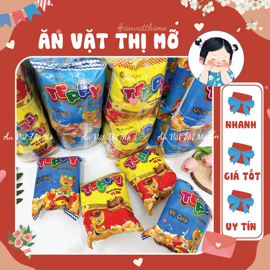 (COMBO 10 GÓI ) Bim bim Tràng An Teppy Vị Bò, Vị Cua Tuổi thơ, Bánh ...