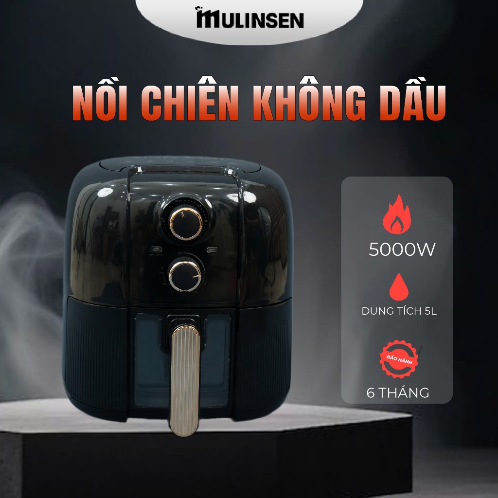 Nồi Chiên Không Dầu 5.2L Màu-đen 8 menu sẵn, giảm chất béo, giữ ấm MULINSEN | Shopee Việt Nam