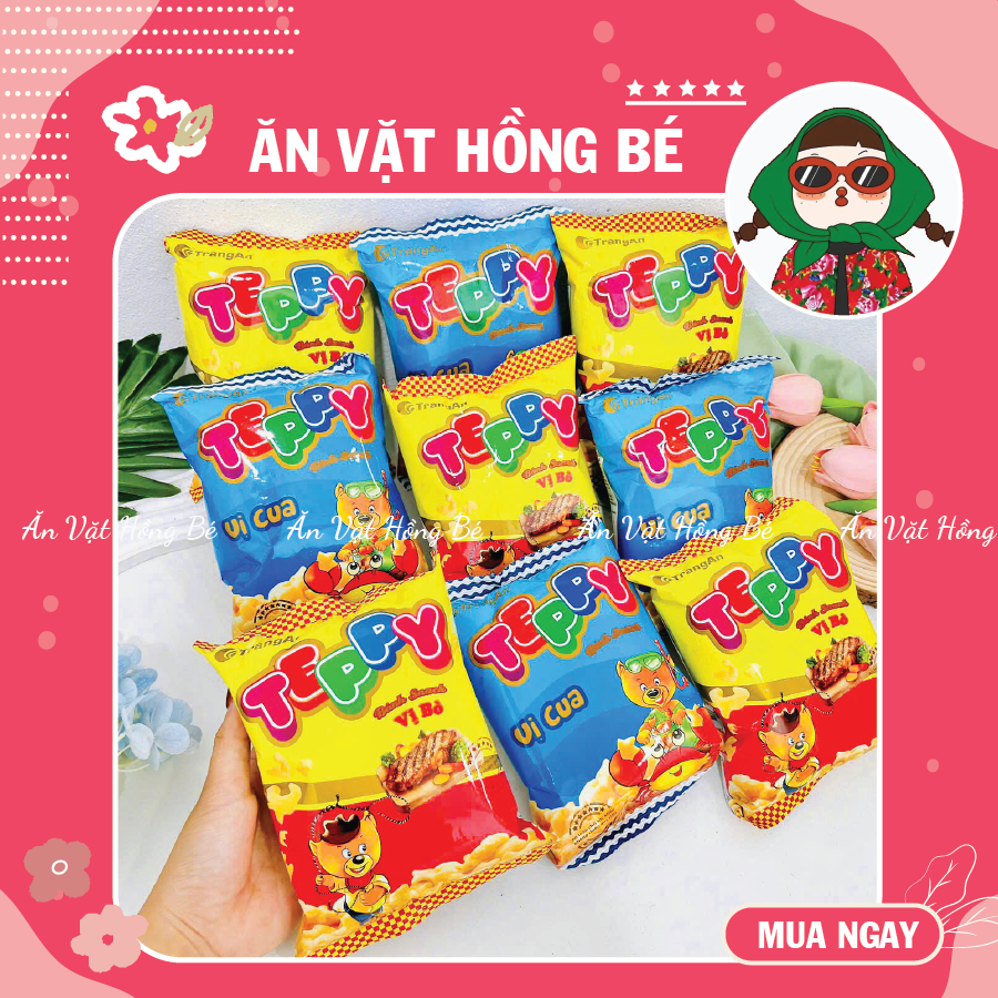 [BỊCH 10 GÓI] Bim bim Tràng An Teppy Vị Bò, Vị Cua Tuổi thơ, Bánh Snack ...