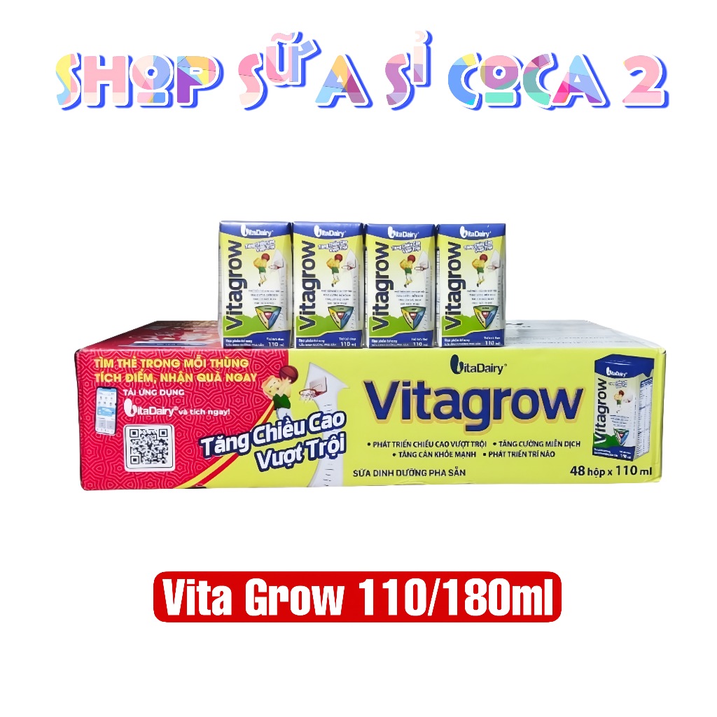Sữa pha sẵn Vita Grow 110/180ml date mới thùng 48 hộp | Shopee Việt Nam