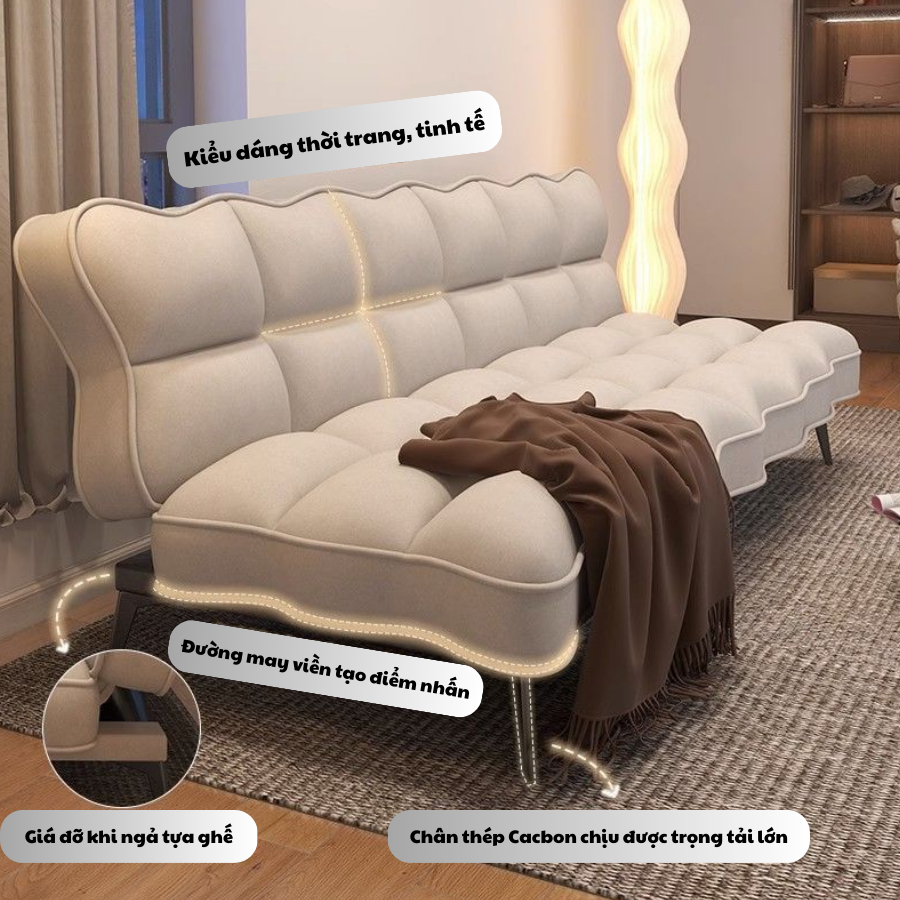 (Giảm 50%) Sofa bed - Sofa Giường Bọc Nỉ Nhung Sofa Giường gấp thành ...