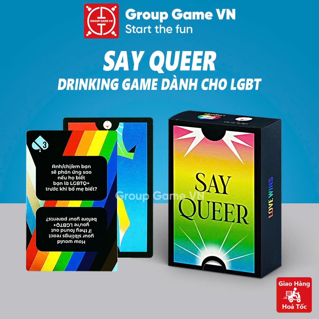 (Che Tên) Bộ bài nhậu SAY QUEER dành cho cặp đôi LGBT, Drinking game ...