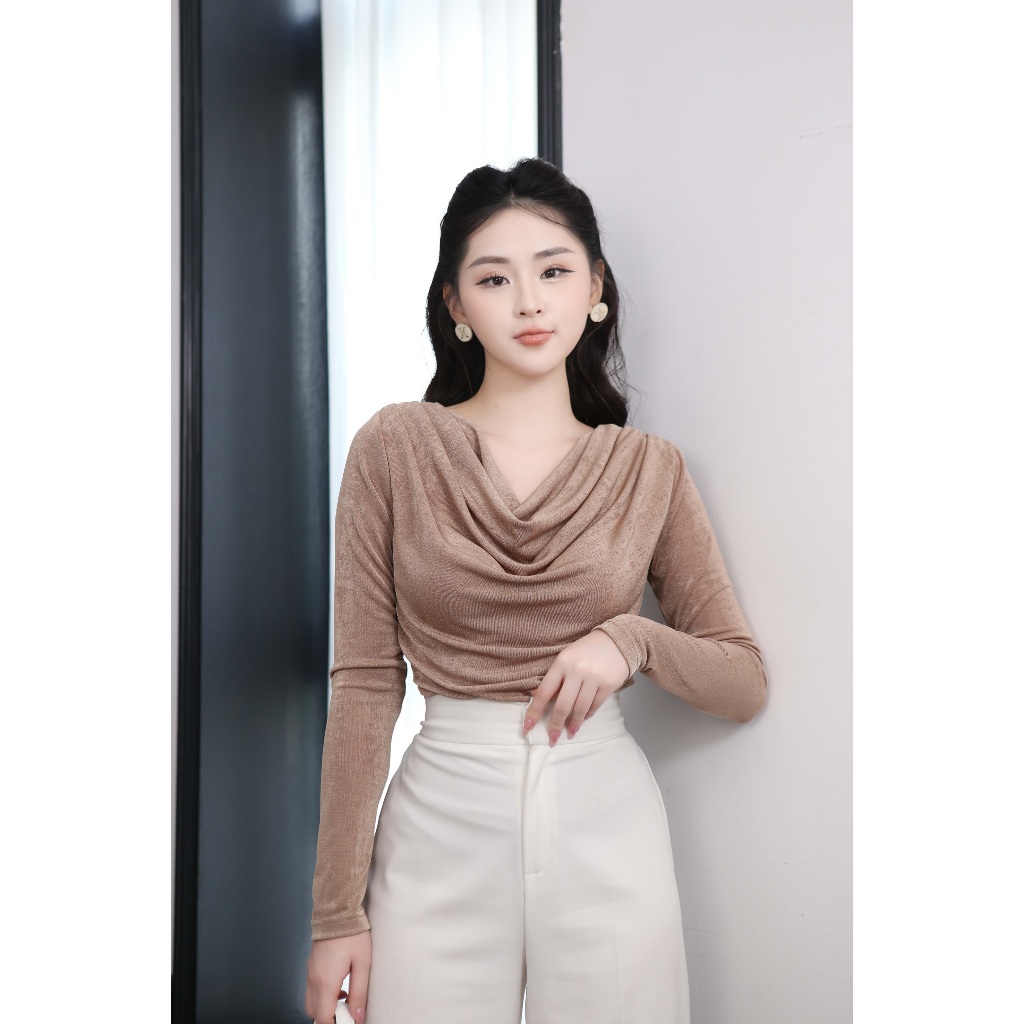 Áo cổ đổ tay chờm nhún eo chất liệu cao cấp sang trọng mềm mịn MS49 ...