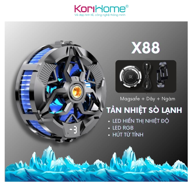 Quạt tản nhiệt điện thoại sò lạnh X88 thế hệ mới nhất, hỗ trợ làm mát ...