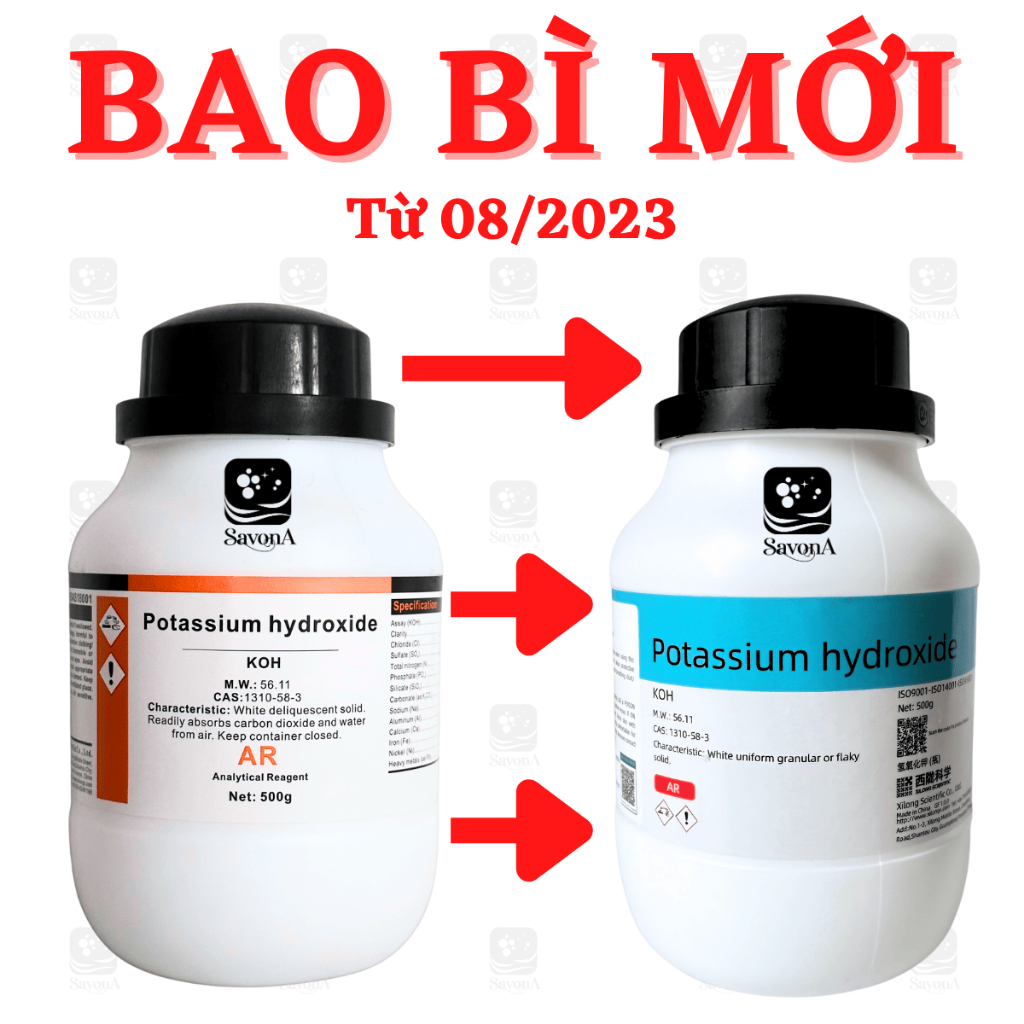 KOH làm xà phòng 500g - Xút vảy KOH Kali Hydroxide - Potassium ...