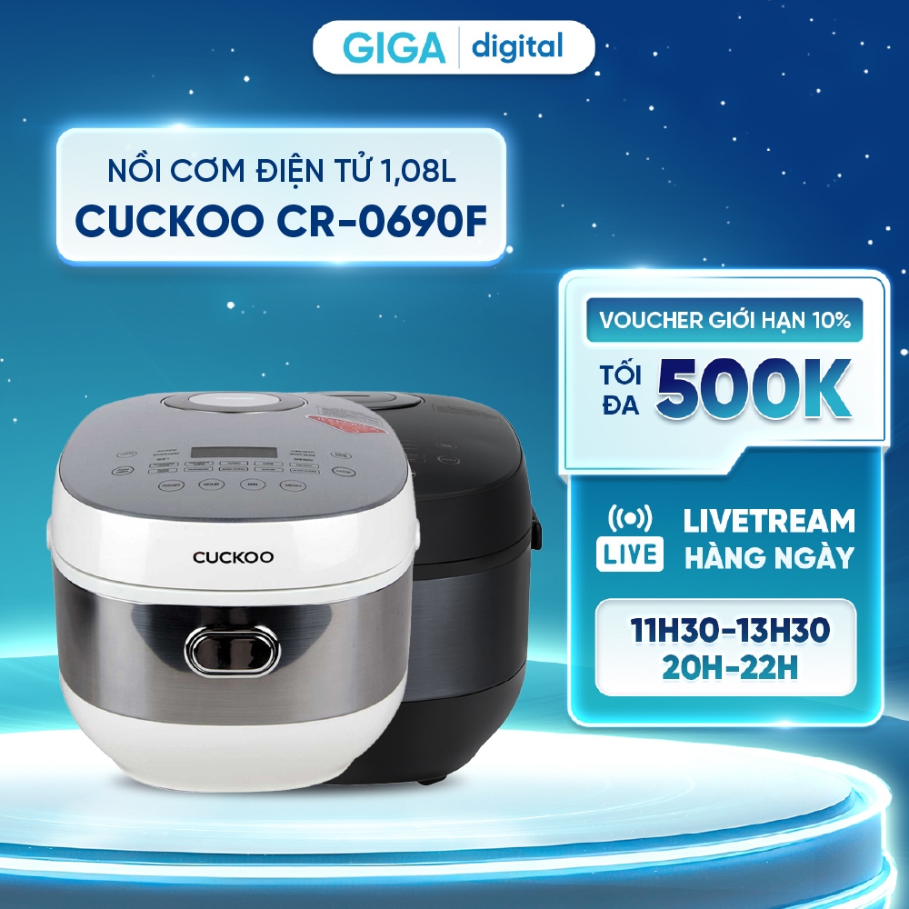 Nồi cơm điện tử Cuckoo 1.08 lít CR-0690F - Điều khiển cảm ứng - 12 chế ...