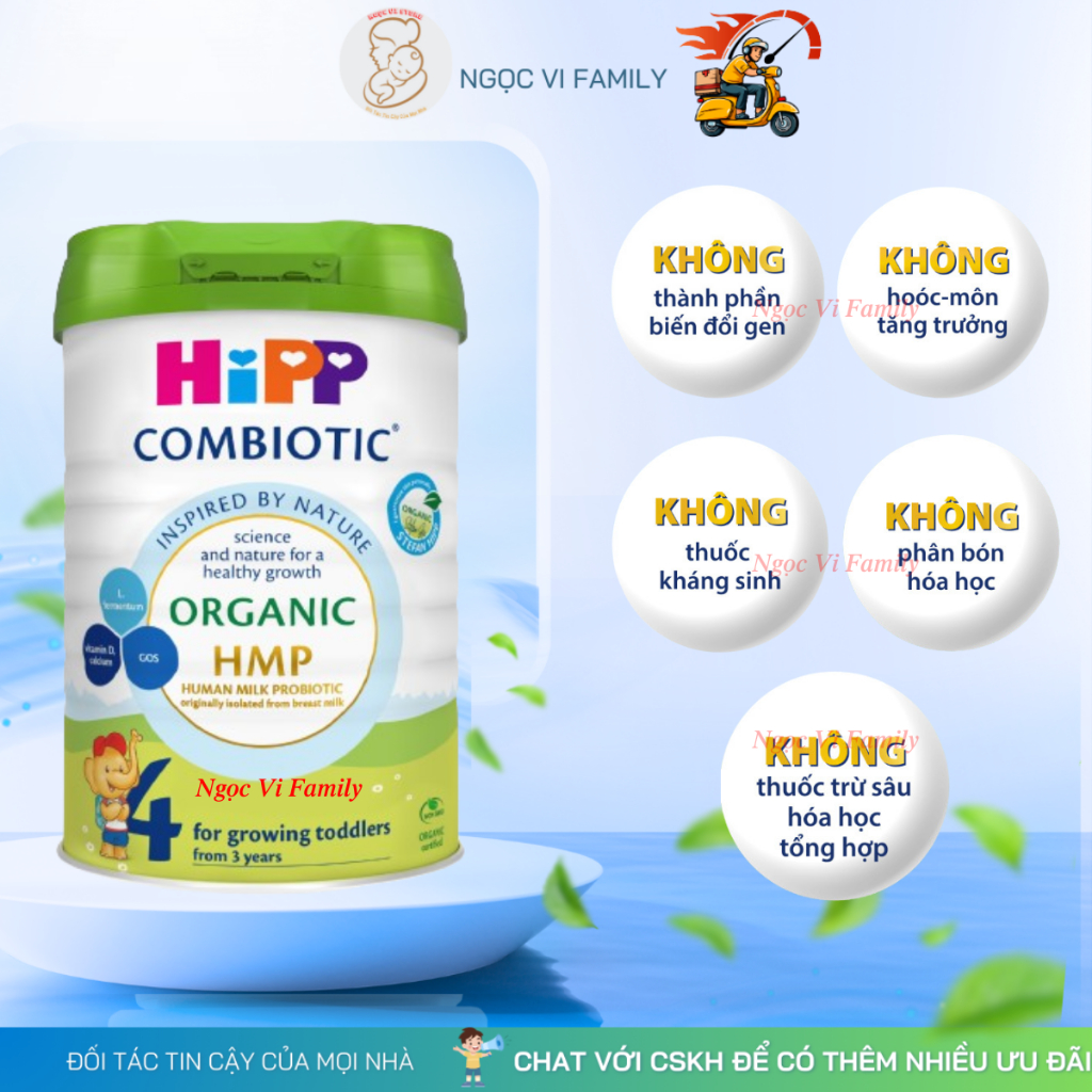 Sữa HiPP 4 Organic Combiotic 800g dành cho trẻ từ 3 tuổi Date 2026 - 1 Đổi 1 Nếu Lỗi NSX ...
