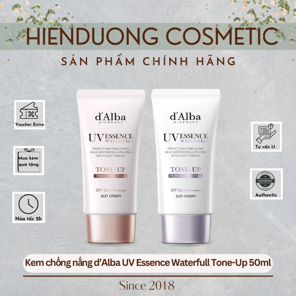 Kem chống nắng D'Alba UV Essence Waterfull Tone Up 50ml | d'Alba Tone hồng/tím, chống nắng tốt ...