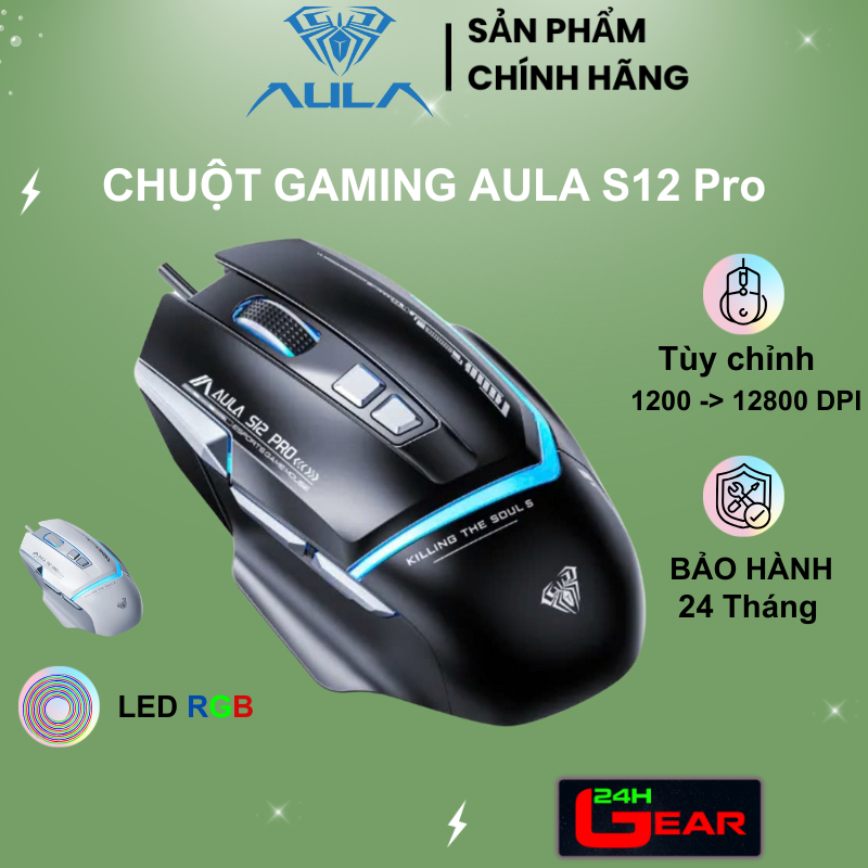 Chuột Gaming AULA S12 PRO LED RGB ( DPI :1200 -> 12800 DPI) Chính Hãng | Shopee Việt Nam