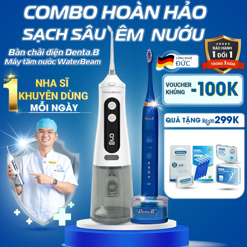 Combo Máy Tăm Nước Waterbeam và bàn chải điện Denta.B Pro | Shopee Việt Nam