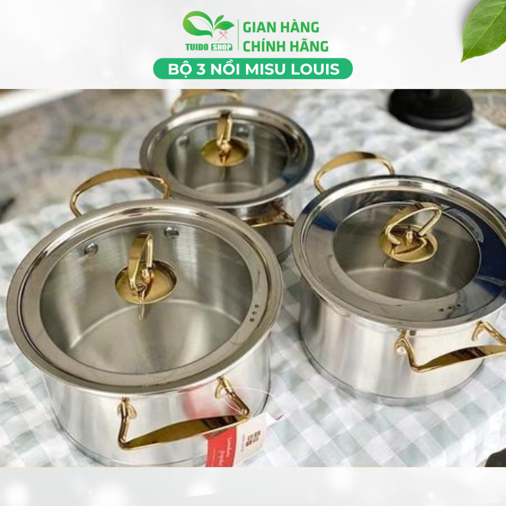 Bộ Nồi Misu 3 Món Inox Cao Cấp MISU LOUIS Đáy Liền Nguyên Khối 3 Đáy ...