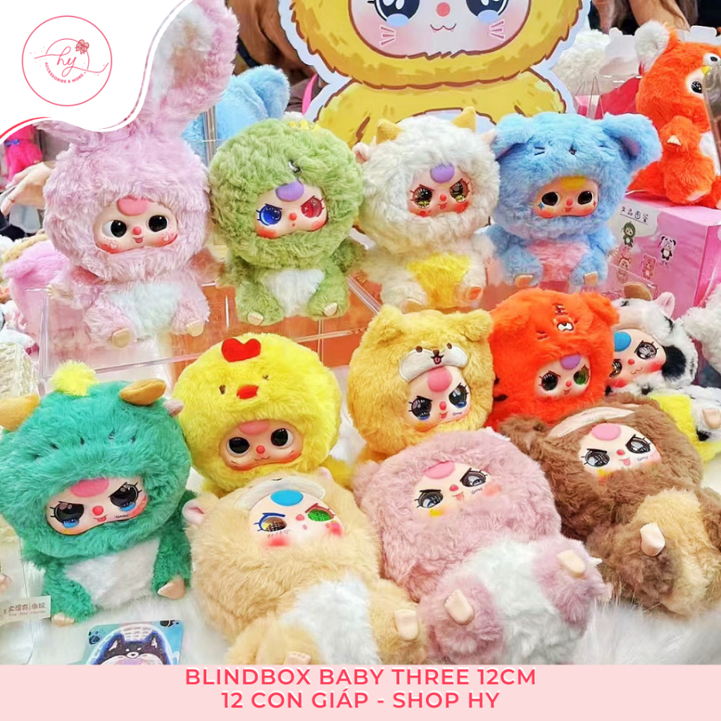 Blindbox Baby Three 12 con giáp, hộp mù quà tặng gấu bông Baby Three ...
