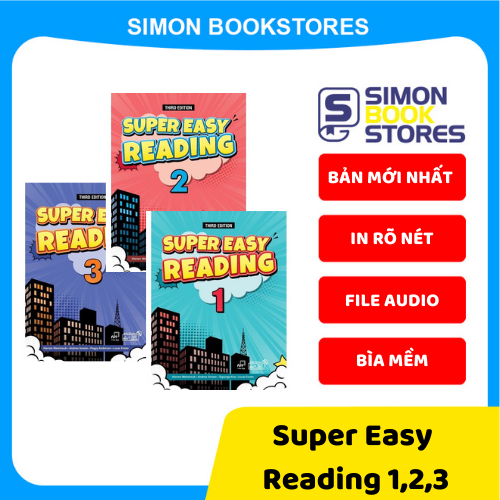 Sách - Super easy reading 1,2,3 cỡ A4 in laser - có file nghe đáp án ...