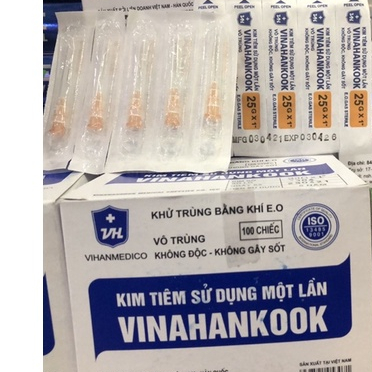 [HỘP 100 CÂY KIM 25G] Kim tiêm sử dụng 1 lần Vinahankook ĐẦU BƠM KIM ...