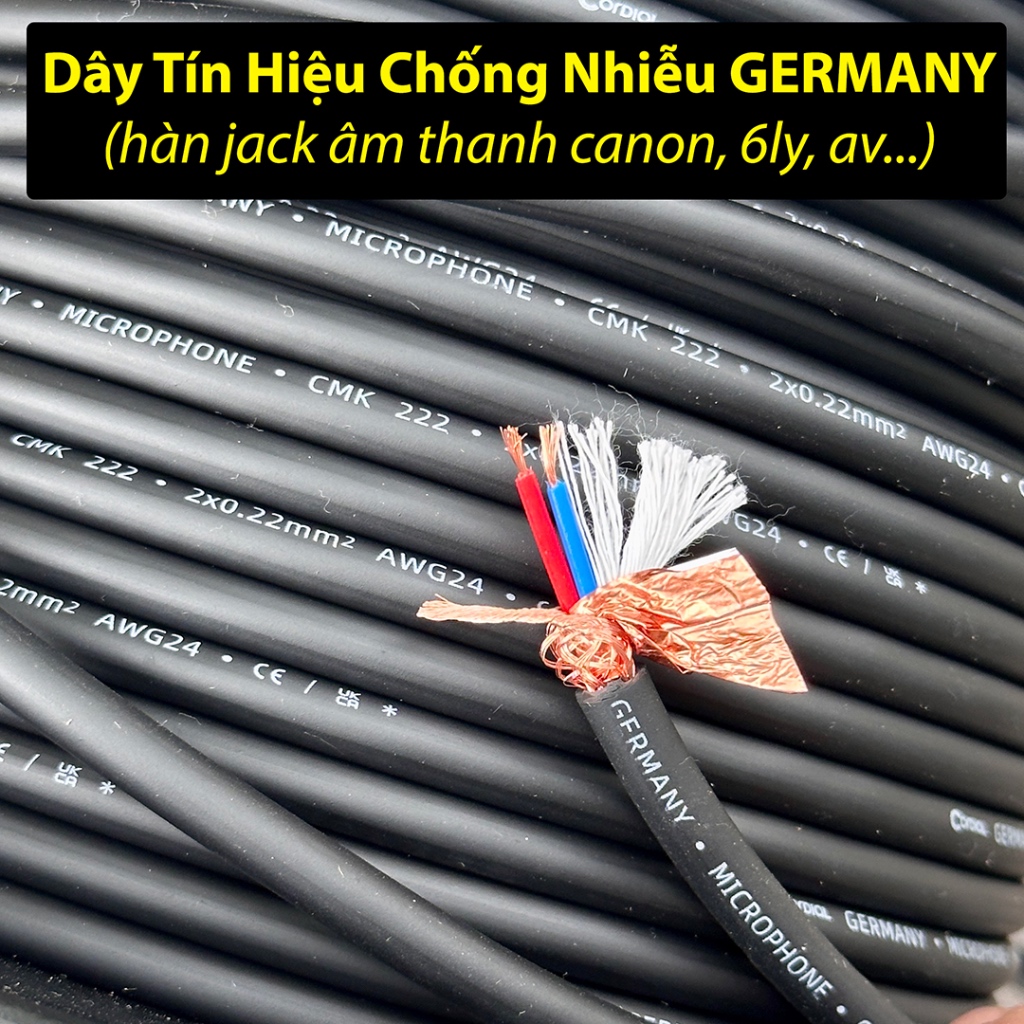 Dây Tín Hiệu Âm Thanh Chống Nhiễu, dùng hàn jack Canon, 6 ly, hoa sen ...